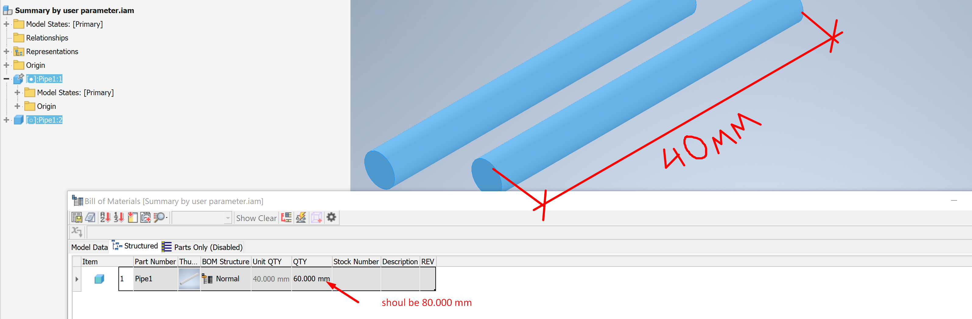 BOM QTY will not update automatically when Unit QTY of parts changes in Inventor