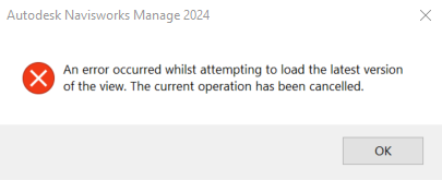 "Can't resolve external reference..." when opening a coordination view from ACC in Navisworks