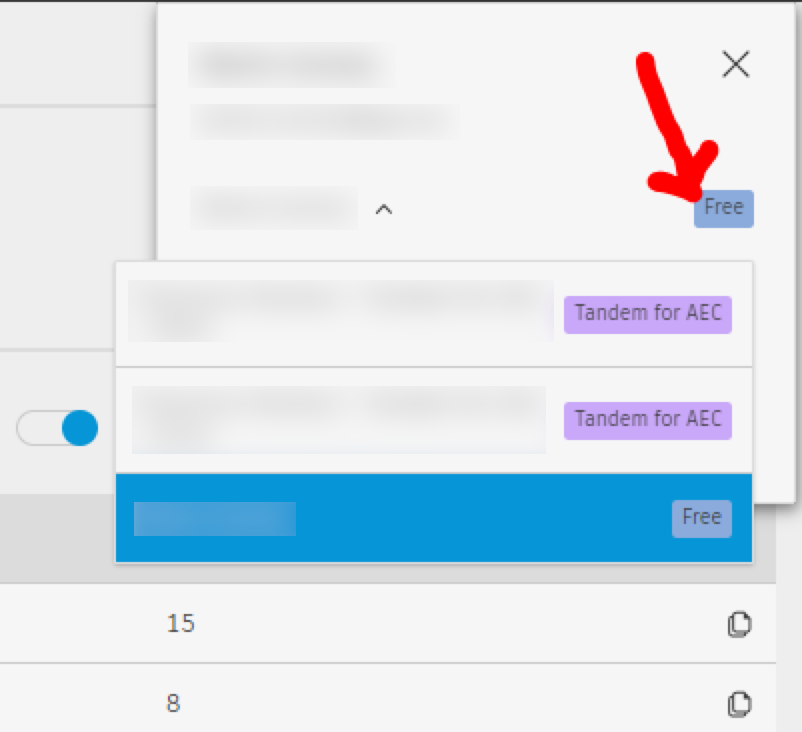 Tandem account appears as free even if you have a license for Tandem ...