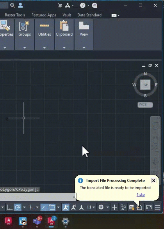 White i on blue dot displayed on taskbar icon of AutoCAD