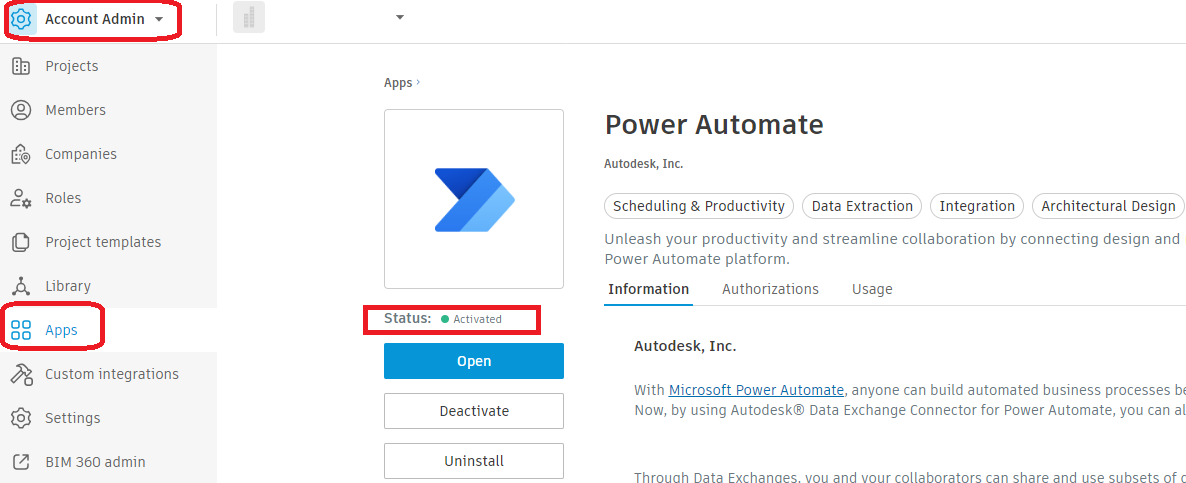 Microsoft Power Automate 中未显示 ACC 中的帐户中心