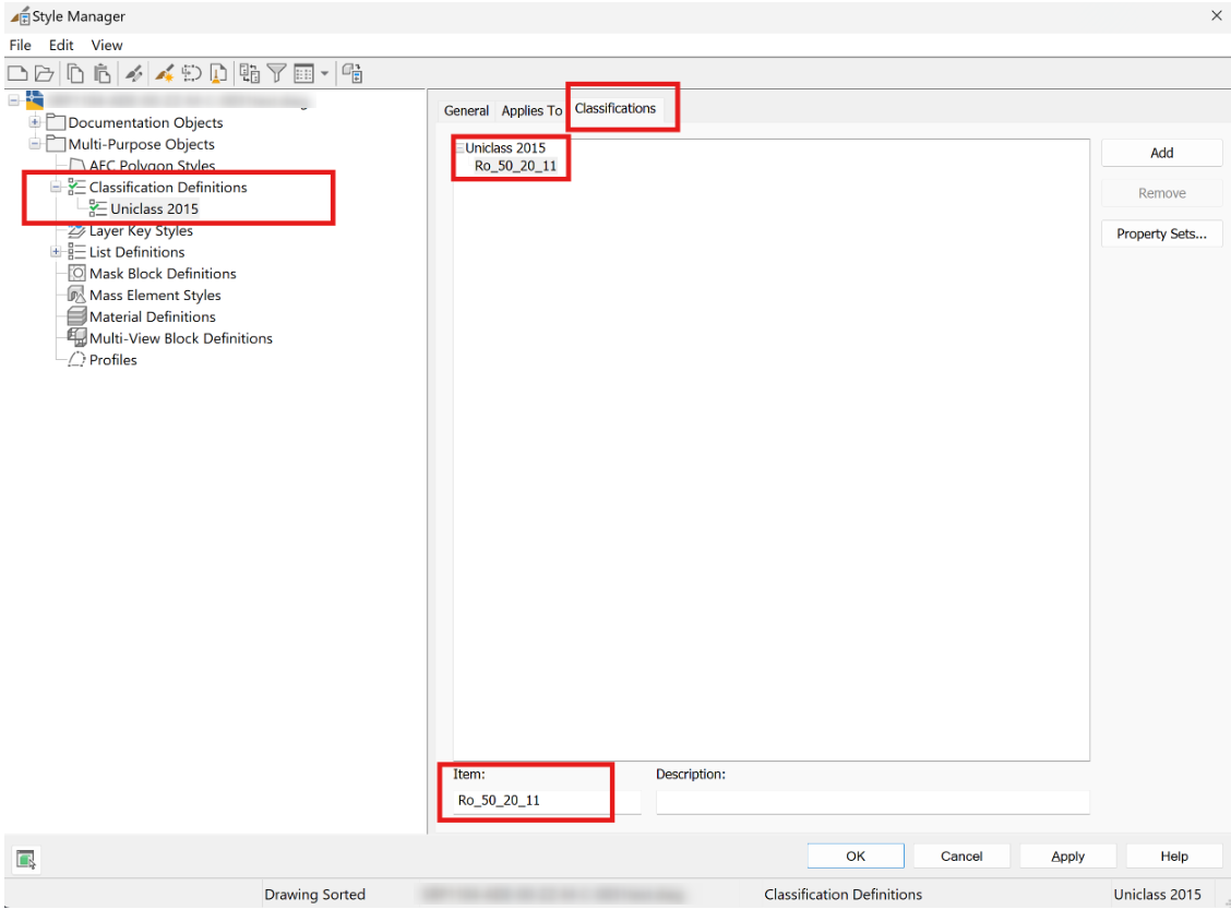 How to edit Classification in Extended Data in Civil 3D