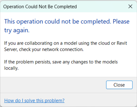 "This operation could not be completed. Please try again." when opening ...