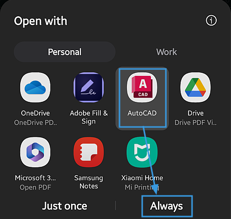 Android の AutoCAD Mobile で PDF を開くための既定のアプリケーションをリセットする方法を教えてください。
