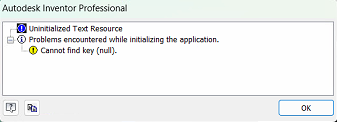 "Uninitialized Text Resource Problems encountered while initializing the application. Cannot ...