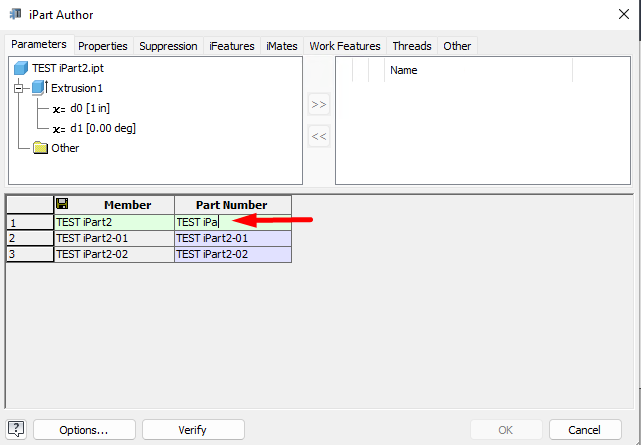 The invalid iPart is in Inventor model when changing the assembly name in Vault