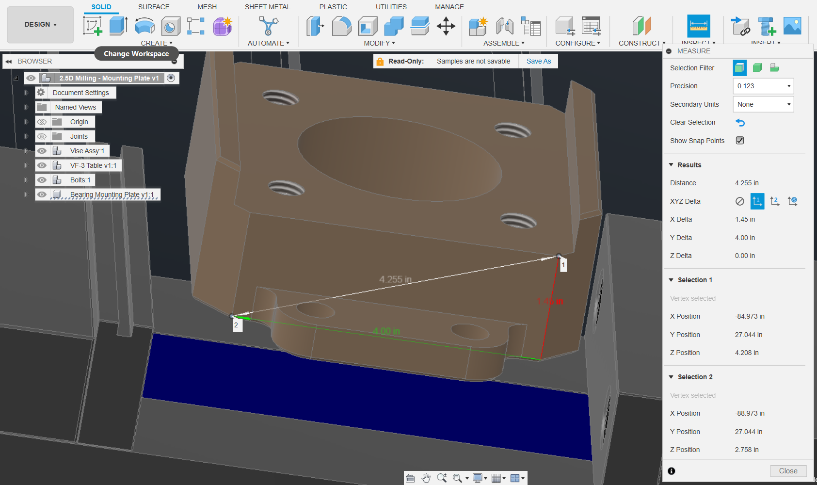 Measure tool does not show XYZ delta in Fusion