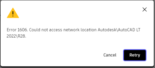 "Error 1606. Could not access network location" when installing, uninstalling, or launching ...