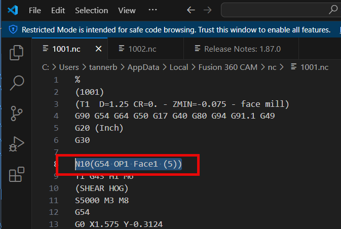 Tormach Post giving multiple Parentheses from Autodesk Fusion