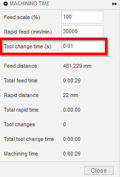 Toolpath machining time is different from simulation statistic time in Fusion.