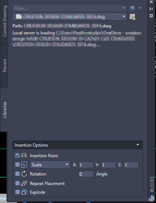 "Local server is loading..." while using the Block Library in AutoCAD products