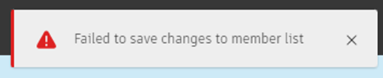 "Failed to save changes to member list" when trying to add users in Tandem