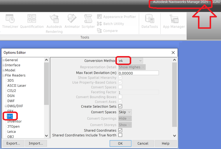 Geometries don't show smooth when viewing IFC in BIM 360 or in Navisworks with V2/V3 IFC ...