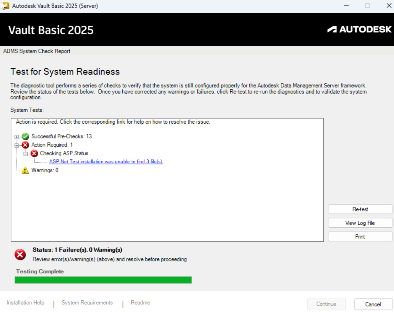 "ASP.Net test installation unable to find 3 files" when Vault Server ...