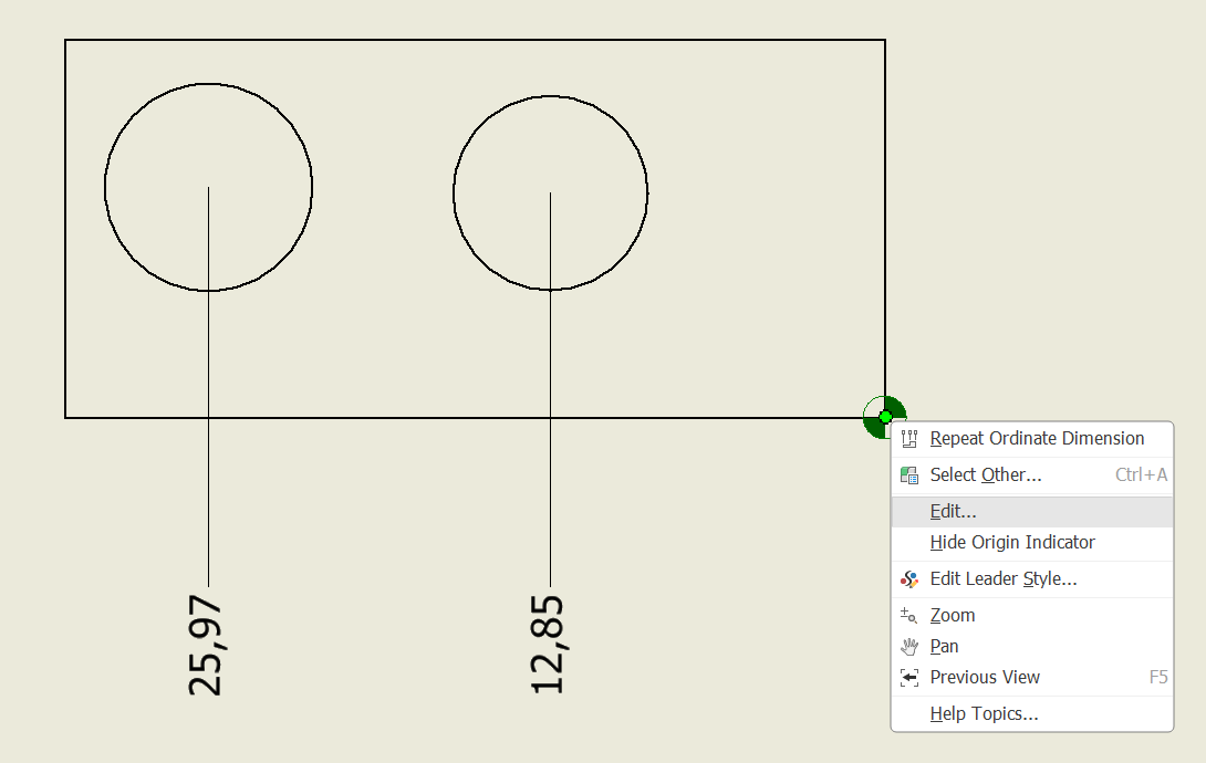 When using ordinate dimension if the origin is moved all dimensions change to zero in Inventor