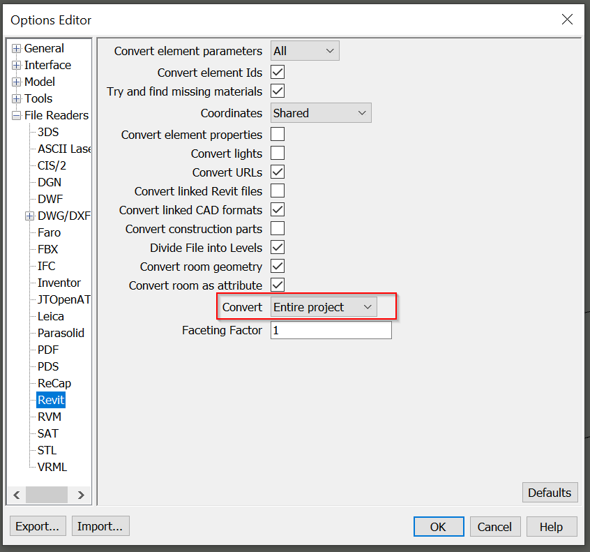 Model elements of a Revit model are missing in Navisworks