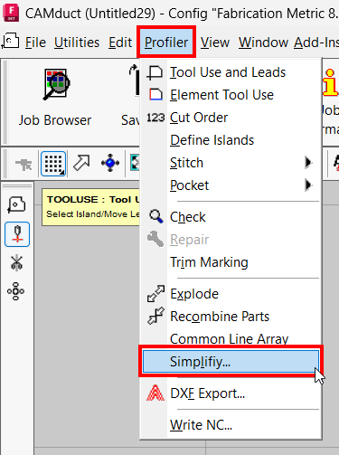 如何内插在 CAMduct 中导入的 DXF 轮廓