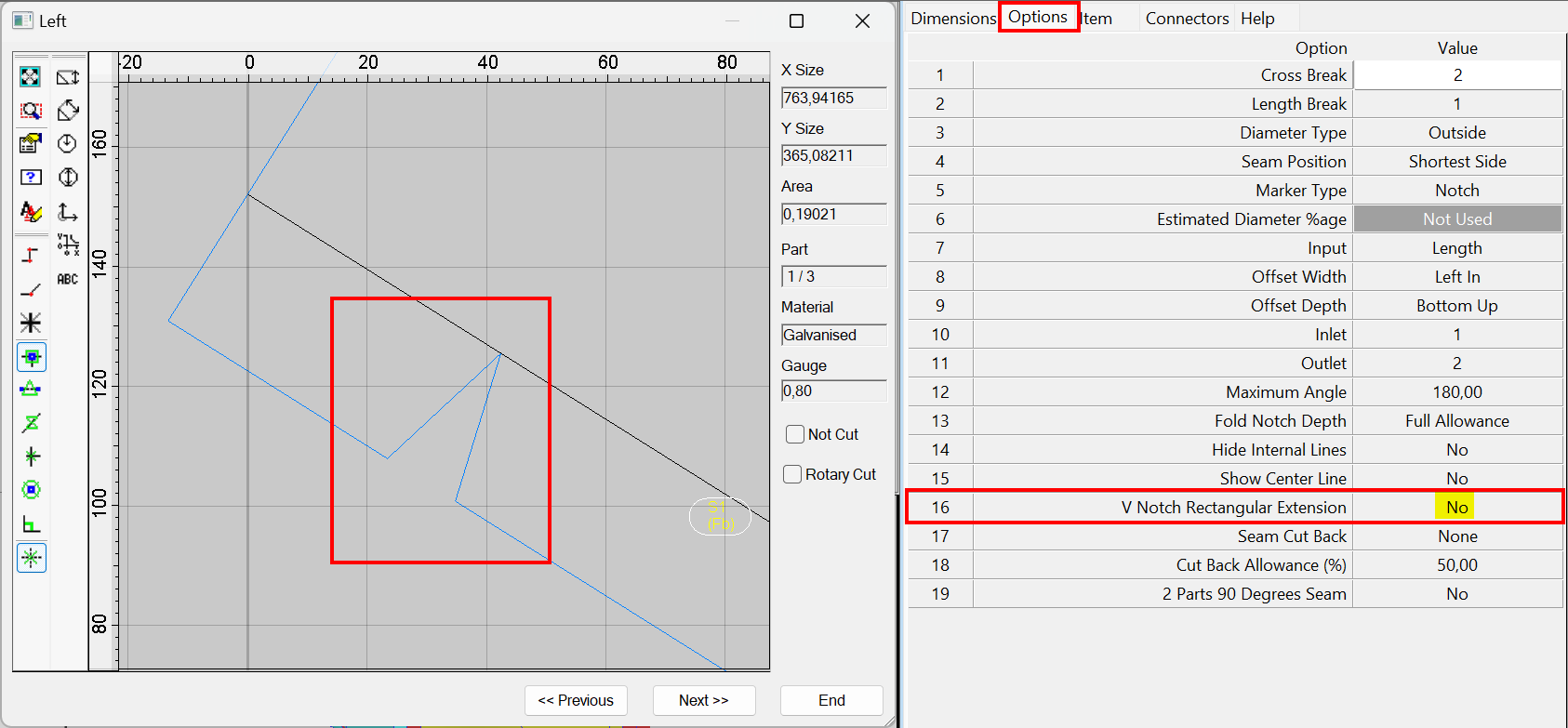 Extension V Notches always applied on Square To Round item in CAMduct
