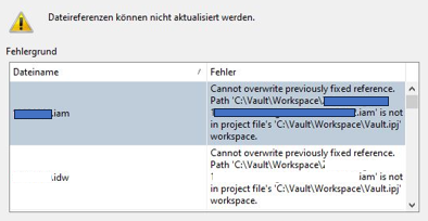 “Cannot overwrite previously fixed reference” during get/check out a file in Vault