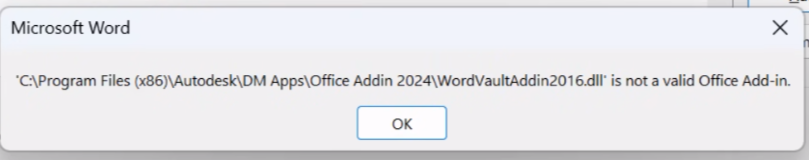 Vault Add-in for Microsoft Office not available in Vault