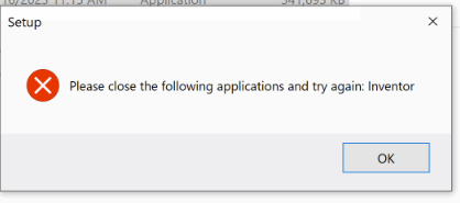 "Please close the following applications and try again: Inventor ...