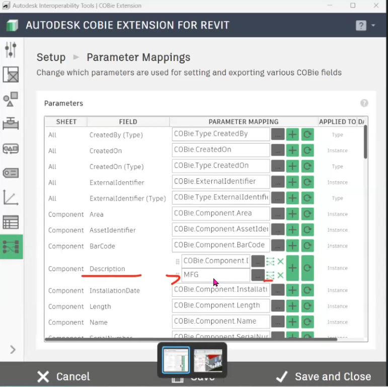Unable to map custom parameter using Cobie extension in Revit