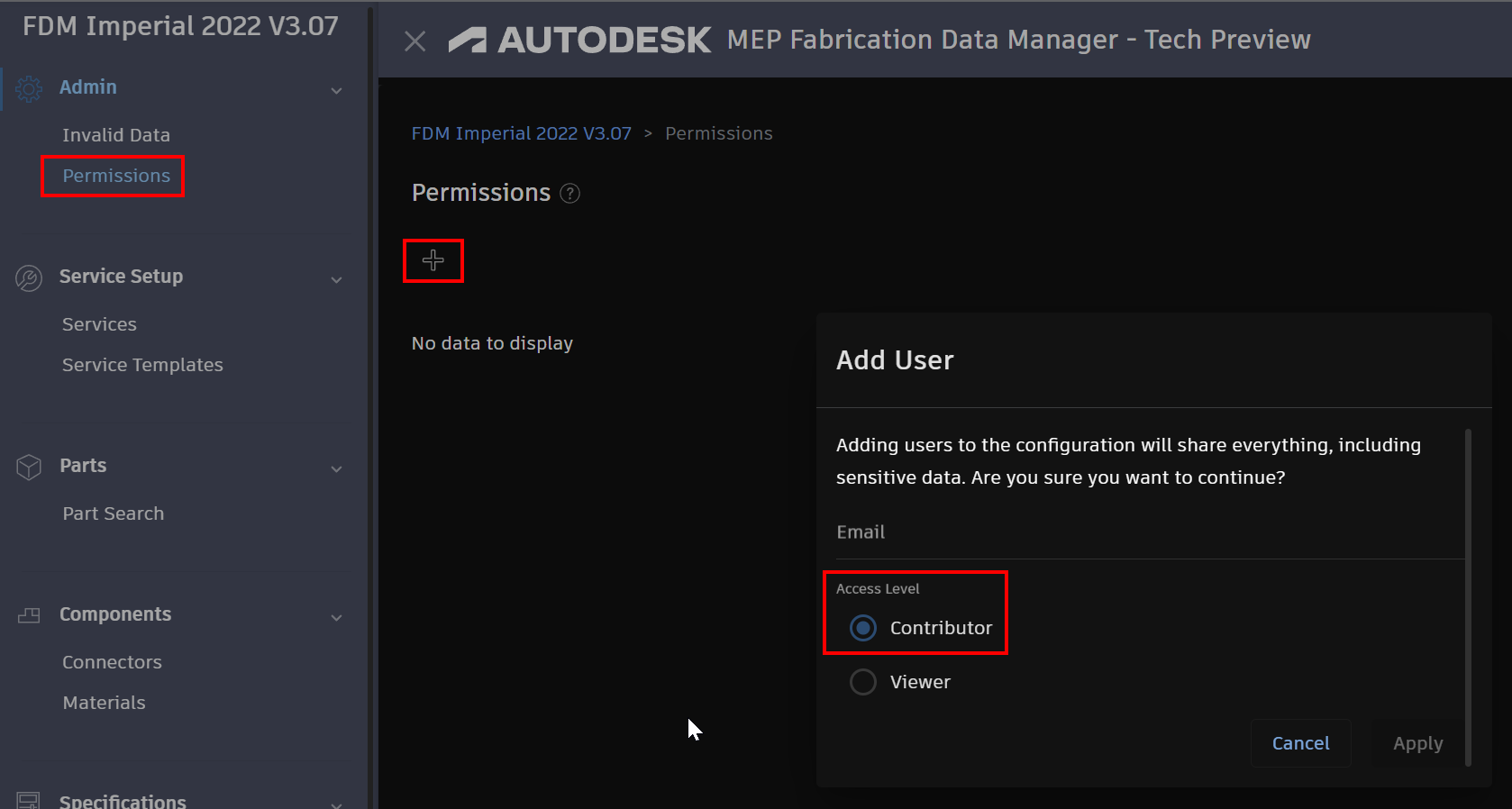 Fabrication Data Manager にアップロードされた環境設定が Revit で使用できない
