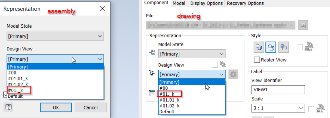Inconsistent sorting of Inventor View Representations between assembly and drawing environment