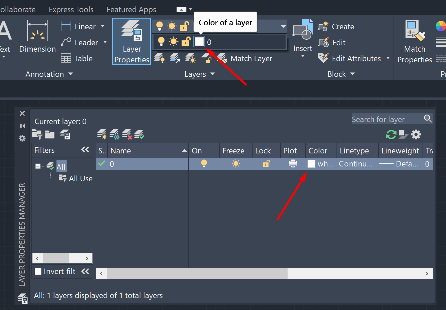 Layer Color Palette Not Showing Up In AutoCAD