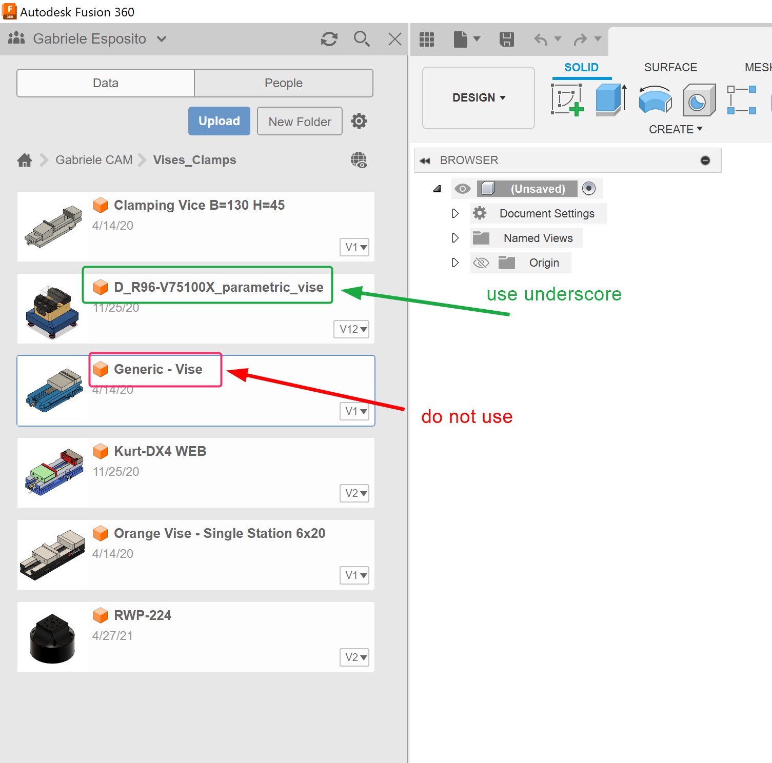 Name of inserted design does not change after renaming in the Data ...