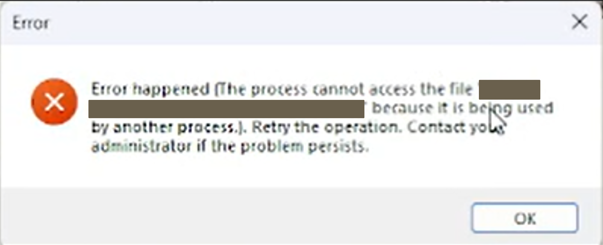 “回滚失败...”以及“......被另一个进程使用......”在条目检入到 Upchain 期间创建 PDF 转换时显示消息