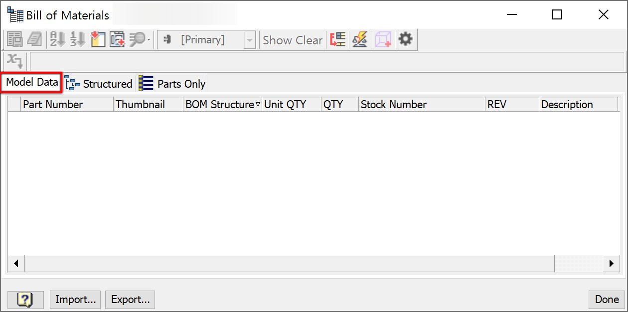 Components do not appear in Model Data tab in Inventor BOM