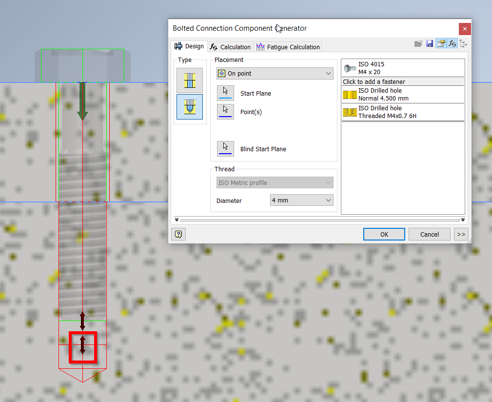 Cannot change blind hole depth when using Inventor Bolted Connection