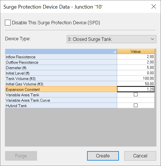 How to model a hyropneumatic tank with a Surge analysis in InfoWater Pro