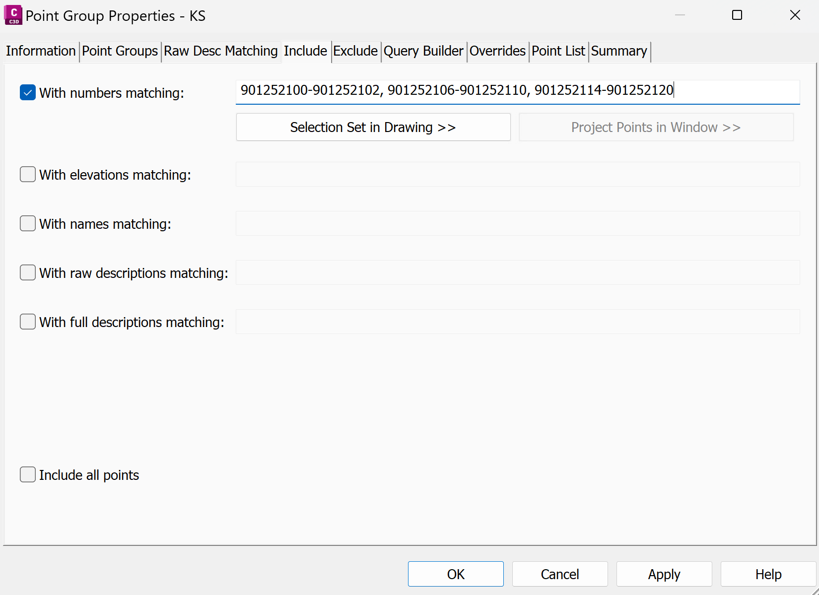 Adding points to a point group does not work correctly in Civil 3D