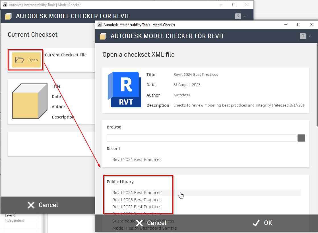 Selecting The Current Checkset In Model Checker For Revit 