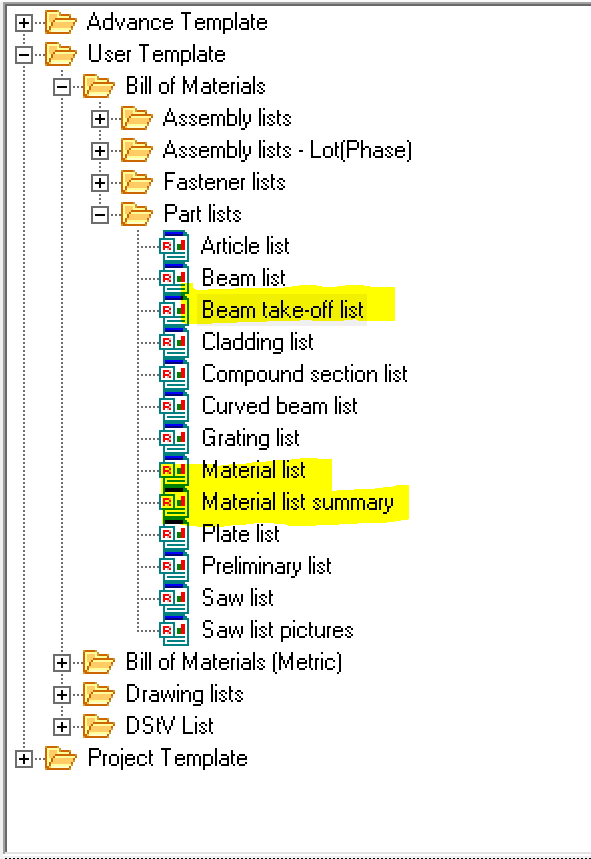 Generating a material list without the numbering performed in Advance Steel