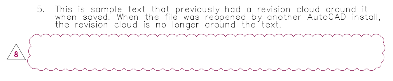 Revision cloud is displaced from text in AutoCAD when viewed by others