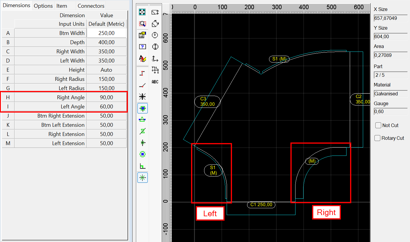 How to set a different Seam for Throats in Tee and Bend items in CAMduct