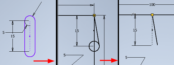 In Inventor sketch, shape of Slot gets broken after adding a constraint