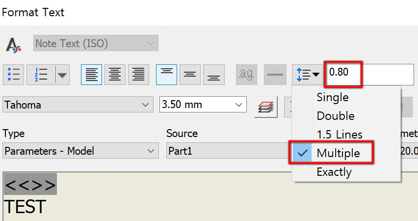 The spacing values less than 1.0 does not display correctly in Inventor drawing