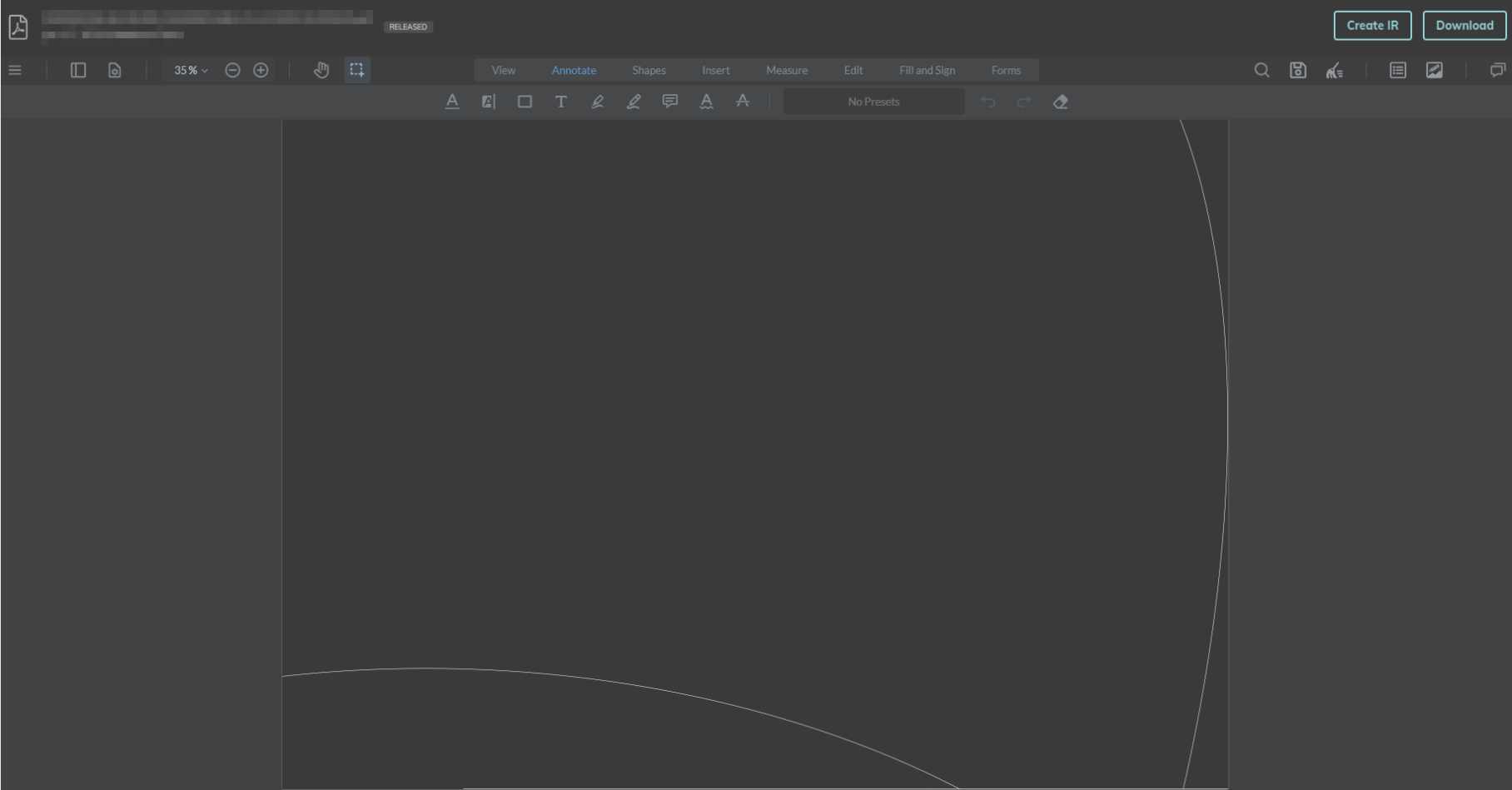 Drawing translation PDF page one shows as zoomed or mostly empty in Upchain