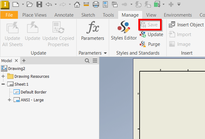 Save to Style Library is grayed out in Inventor