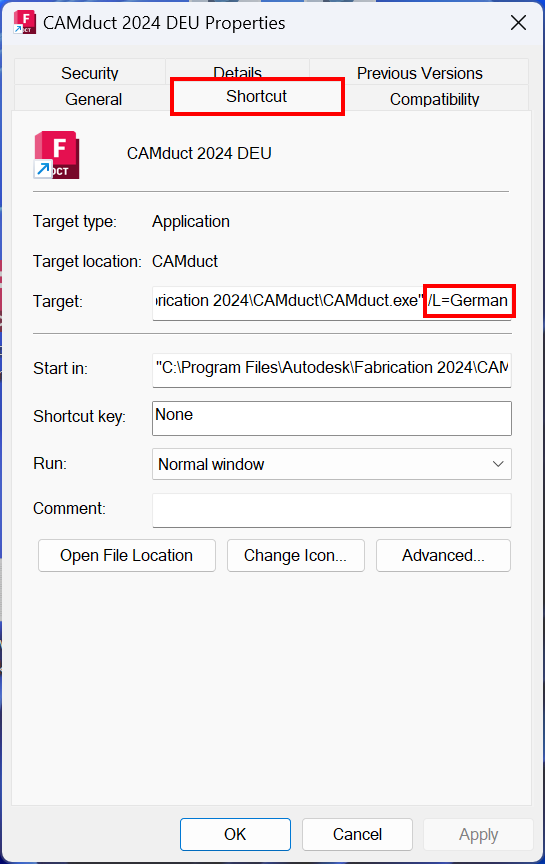 How to set a different interface language for Fabrication products