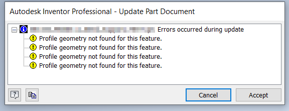 "Profile geometry not found for this feature" after using Update or Rebuild All in specyfic ...