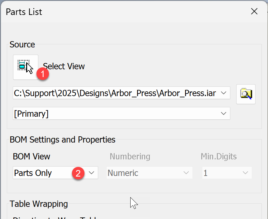 How to export a BOM of selected parts only in Inventor?