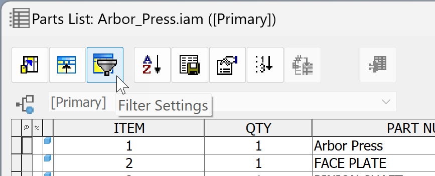 How to export a BOM of selected parts only in Inventor?