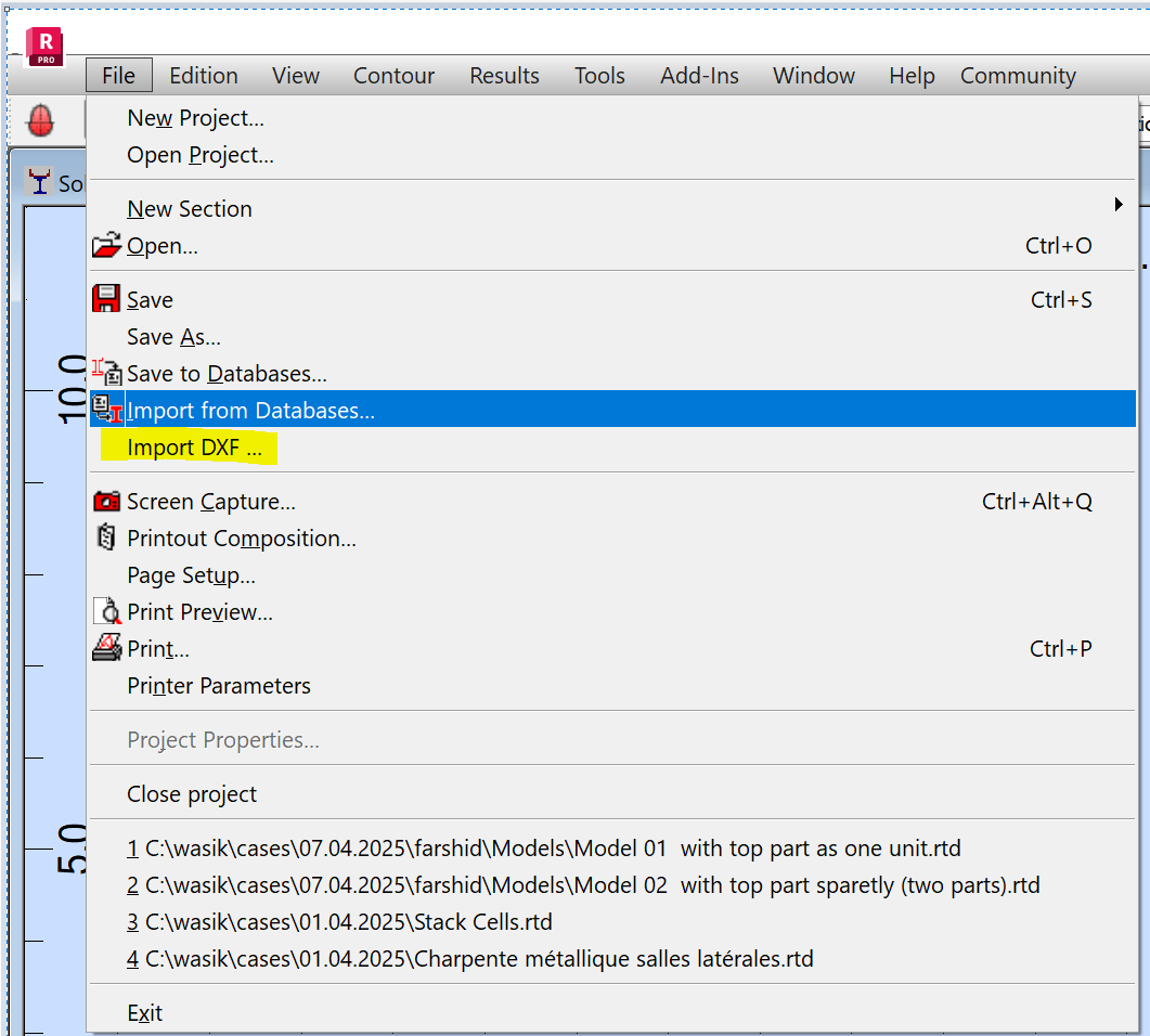 How to define hollow section using contours imported from DXF file in Robot Structural Analysis