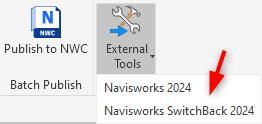 Publish to NWC button is dimmed in the Add-Ins tab in Revit