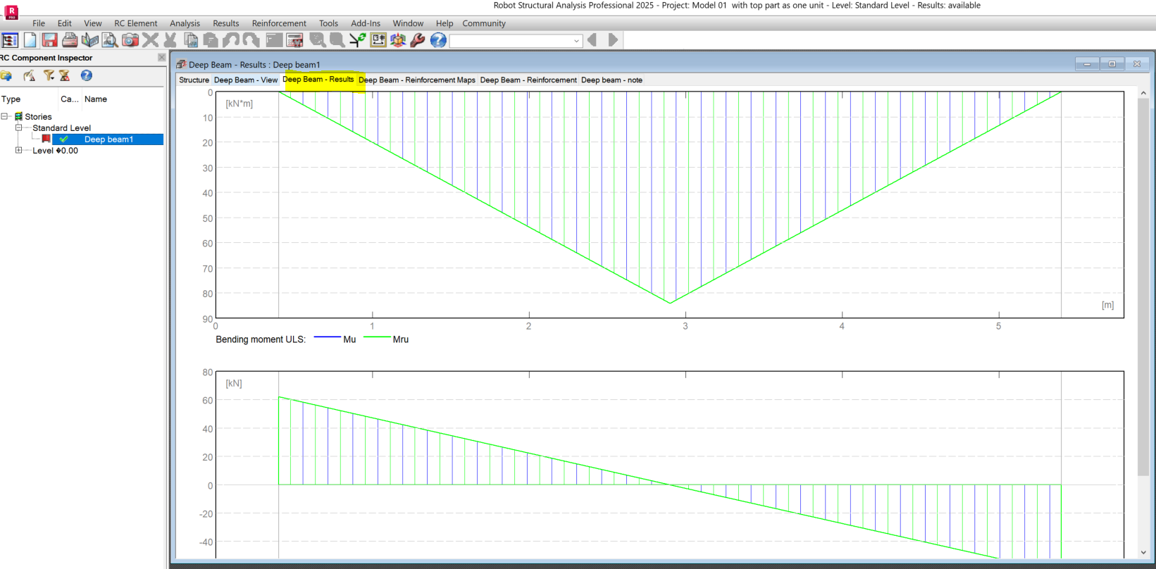 Results tab is empty in provided reinforcement module for deep beam in Robot Structural Analysis
